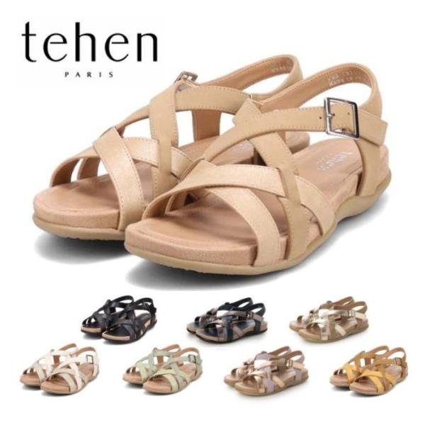 ◇テーン tehen 夏の定番フットベッドフラットサンダル◇甲を斜めに覆うストラップデザインでカジュアルだけど女性らしさも兼ね備えたアイテム。素材と色コンビで夏らしい気分に。カジュアルなスタイリングに合わせやすい夏のデイリーアイテムです。ア...