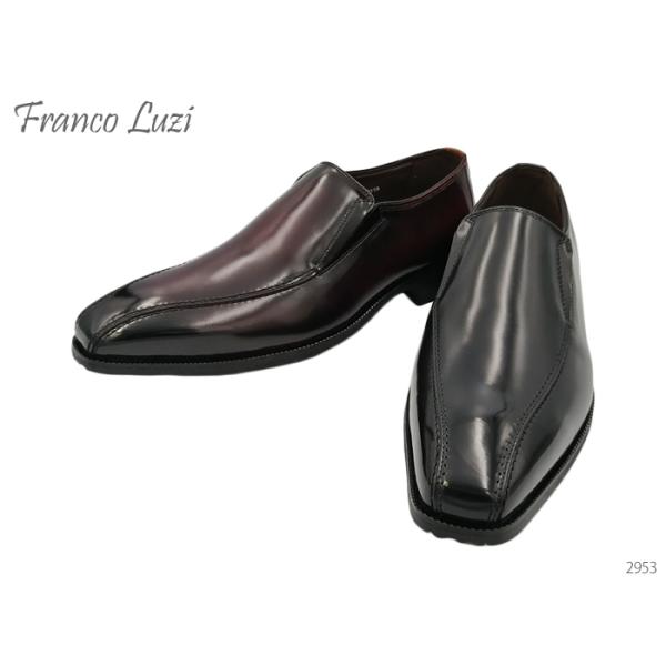 ブランドFRANCO LUZI(フランコルッチ)モデル名メンズ スリッポンビジネスシューズメーカー品番2953カラーブラック ワインアッパー素材レザー底材ラバー製法3E生産国日本商品紹介脇にエラスティック（ゴム）を設けたスリッポンシューズで...