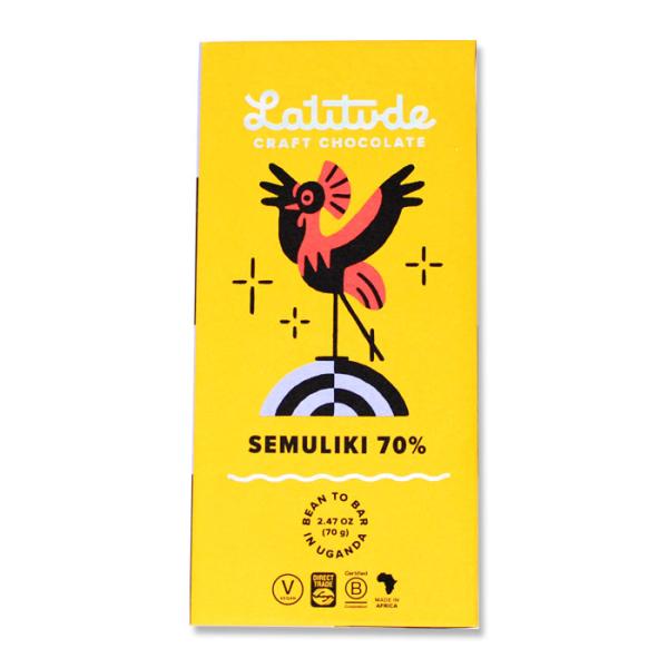 黒糖やイチジクの香りウガンダ西部セムリキ野生保護区周辺のカカオ農園で栽培されたカカオを使用。100を超える小規模有機農家から買い付けたカカオ豆を、ウガンダ現地でチョコレートに仕立てたFarm to Barが、ラティテュード　クラフトチョコレ...