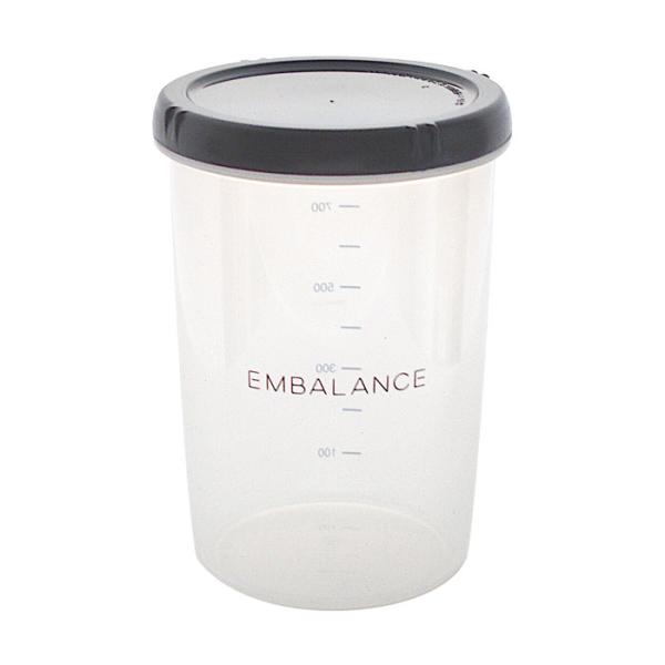 フタをはずせば電子レンジOK！パッキン採用で気密性が高く、湿気が気になる食品、ニオイの強い食品にも最適です。本体にはメモリがついて内容量もわかりやすく便利。入れ子収納もでき、無駄なスペースを取りません。■サイズ：Φ109×H152mm