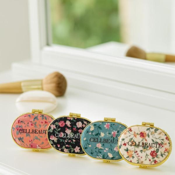バッグにすっぽり♪拡大鏡付きでメイク直しもラクラク！上品な花柄デザインの2面コンパクトミラー「拡大鏡付きで便利！」「花柄でかわいい?」と話題！コンパクトで持ち運びやすく、旅行やお出かけ先でも大活躍。CELLBEAUT〓（セルボーテ）の上品な...