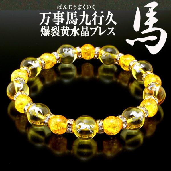 金財運を召喚！腕周りに駿け抜ける躍動感あふれる幸運の九頭馬！九頭馬＋パワーストーン＝馬九行久（うまくいく）の想いを実現する象徴。GOLD RUSH 金運財運を引き寄せる『黄金パワーストーン×九頭馬』の大開運連結！腕に巻いた瞬間から時空に発せ...
