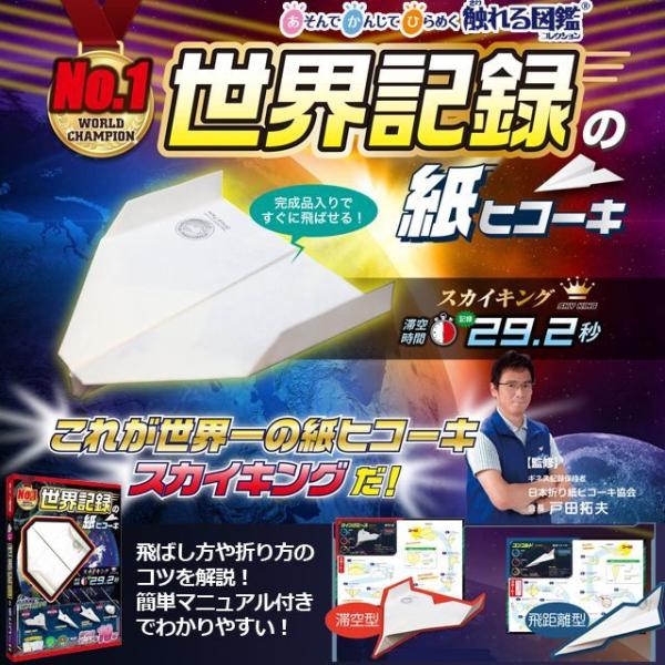 世界一の紙ヒコーキを飛ばそう！ギネス世界一「スカイキング」の完成品入りでスグに飛ばせるぞ！折り紙ヒコーキ協会の会長でもある戸田拓夫氏が作った「スカイキング」は滞空時間29.2秒のギネス記録に認定されているんだ。そんなスカイキングの完成品が入...