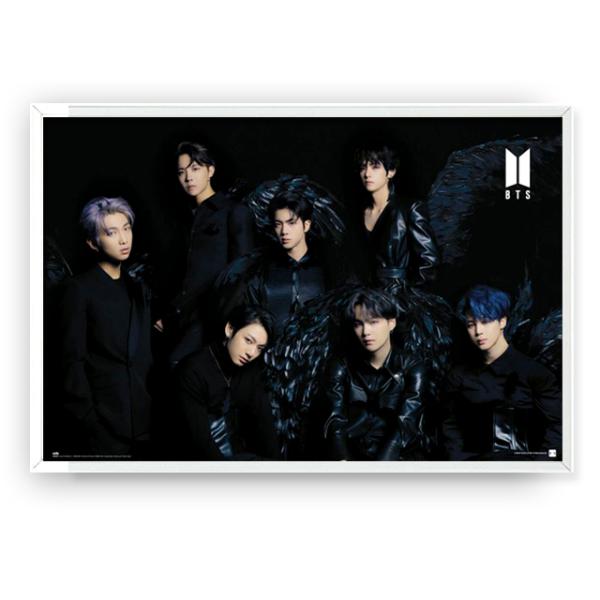 BTS/Black Wings！現代空間のアイコンポスター！昂ぶる臨場感！魅了するK-1サイズポスターコレクション！ルームインテリアとして映える”ホワイトフレームセット”！特大サイズ！K-1/約縦61×横91.5cm！■高品質フィルムをハイ...
