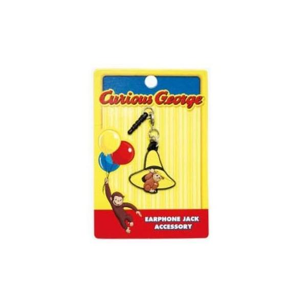 おさるのジョージのイヤホンジャックアクセサリーです。きいろい帽子に隠れるジョージのチャームが揺れてとってもキュート。スマホのイヤホンジャックに差して使います。チャームの大きさは約3.2cm。φ3.5mmのイヤホンジャックに対応。