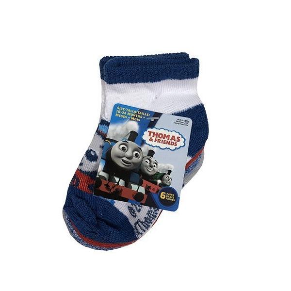 きかんしゃトーマスのベビー用靴下6足セットです☆■記載サイズ：18-24months ■実寸サイズ：約11cm〜※記載サイズが18-24monthsとされておりますが、日本サイズで約9-12cmのお子さま向けの商品となります。すべて色や柄が...