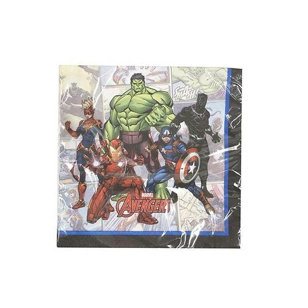 アベンジャーズのペーパーナプキンです。ＳサイズとＬサイズの2種類のサイズをご用意していて、こちらはＬサイズになります。一枚お皿に敷くだけで、一気にパーティー感が増します♪お誕生日会やクリスマスなどにおすすめです。■パッケージサイズ：約タテ1...