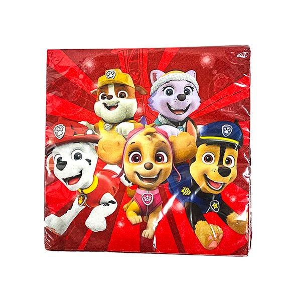 パウパトロールのペーパーナプキン・Lサイズです。チェイス、マーシャル、スカイ、ラブル、エベレストがプリントされていてとても素敵です♪一枚お皿にを敷くだけで、一気にパーティー感が増します♪お誕生日会やクリスマスなどにおすすめです。■パッケージ...