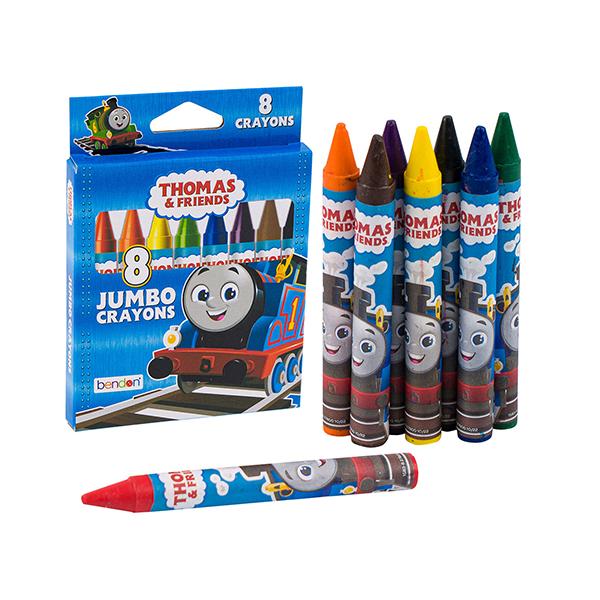 きかんしゃトーマスのクレヨンです。8色入り。持ち運びに便利♪NON-TOXIC（非毒性）仕様で、細身のタイプです。■パッケージサイズ：約H12.3×W9×D1.2cm■クレヨン長さ：約10cm■8色セット■対象年齢めやす：3＋※海外輸入商品です。