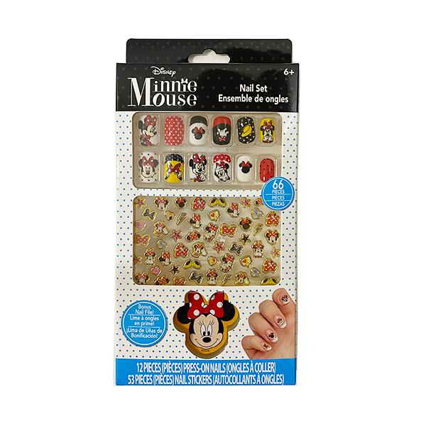 アメリカからの輸入品☆ミニーちゃんの子供用ネイルチップセットです。ネイルチップ、やすり、ネイルシールのセットです。チップは裏側に接着剤が付いているので、爪に乗せて押さえるだけで使えます。爪のサイズに合わせてやすりで調整してください。はがすと...