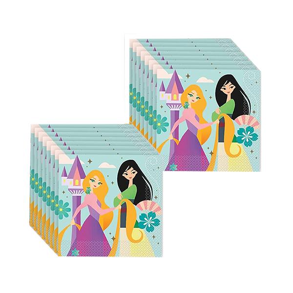 ディズニープリンセスのペーパーナプキンです。使いやすい正方形。テーブルが華やかになりますよ♪■パッケージサイズ：約16.5×16.5cm■広げたサイズ：32.3×32.3cm■材質：紙■16枚入り※画像は畳んだ状態です。