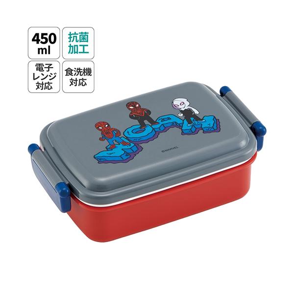 ☆☆日本製☆☆スパイダーマンのお弁当箱です。ふわっと盛り付けが出来るドーム型フタのタイトランチボックス。のり等がフタにくっつきにくく、押し潰れを防ぎます♪おかずが片寄りにくい高い仕切り付き。食洗機対応・フタを外して電子レンジOK！名前シール...