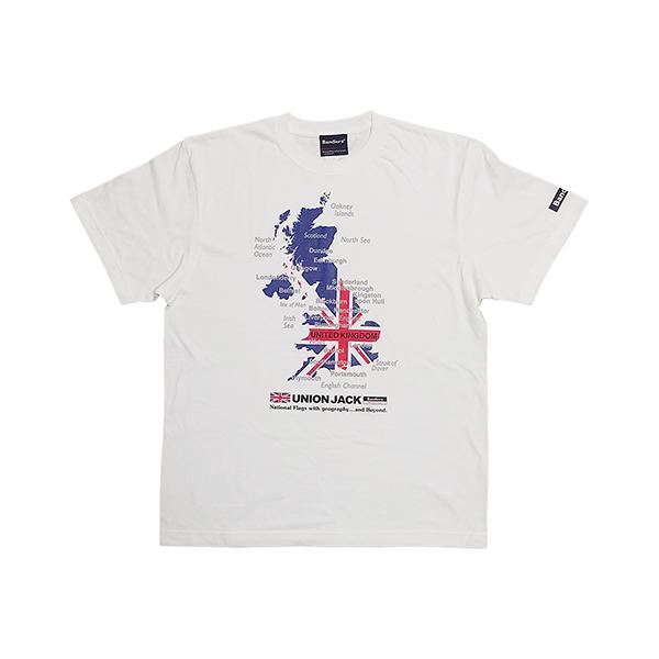 国旗をモチーフにしたBANDIERA(バンディエラ)ブランドのTシャツデザイン：U.K.色：白材質：5.6oz 綿100%MADE IN CHINA PRINTED IN JAPANサイズ：S (身幅49cmx肩幅42cmx着丈65cm)サ...