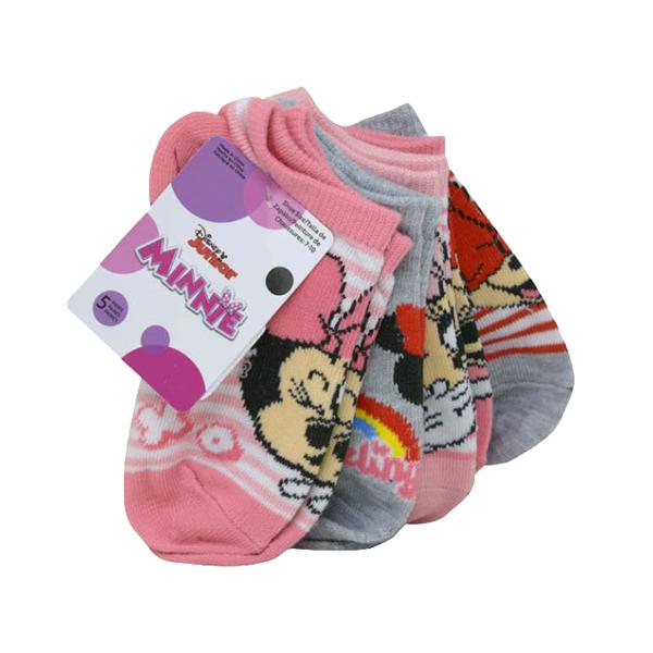 ミニーの幼児用靴下5枚セットです。アメリカから輸入のアンクルソックス。柄違いの5枚セットでとってもかわいいですよ。●サイズ：7-10（表記サイズ）●平置き実寸サイズ：かかとからつま先まで約15cm 　かかと部高さ約5cm●素材：ポリエステル...