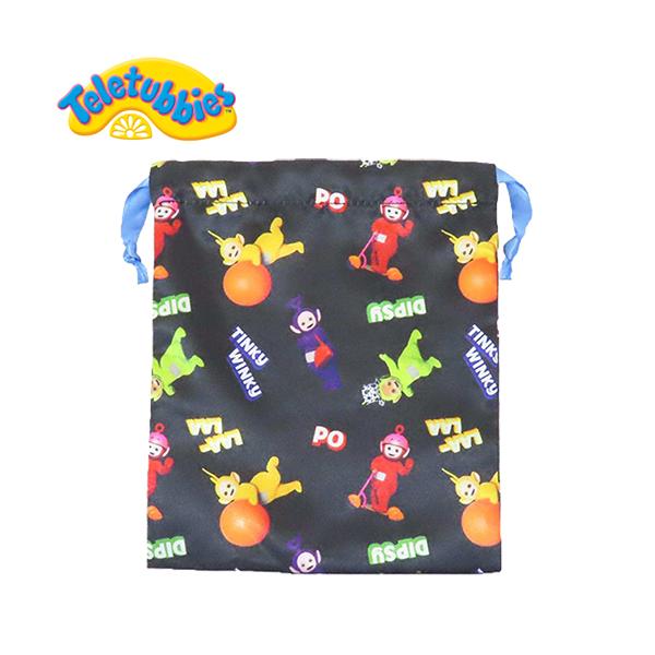 テレタビーズのリボン巾着です。光沢のあるサテンのような質感。テレタビーズならではのカラフルでキュートな巾着です。リボンみたいな紐もとってもかわいいですよ♪●サイズ：約H19.5×W17cm●材質：ポリエステル●原産国：中国