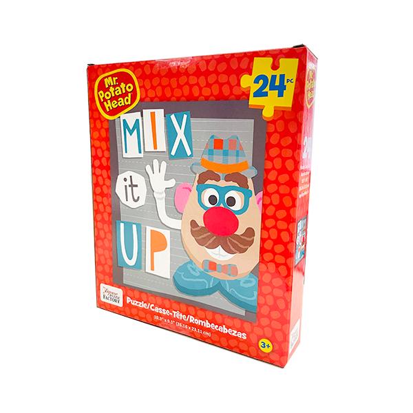 トイストーリーでおなじみ、ミスターポテトヘッドのジグソーパズルです。24ピース入り。大きめのピースで小さなお子様も挑戦しやすいですよ♪■ボックスサイズ：約H21×W18×D4cm■完成品サイズ（記載）：26.16×23.11cm■材質：紙