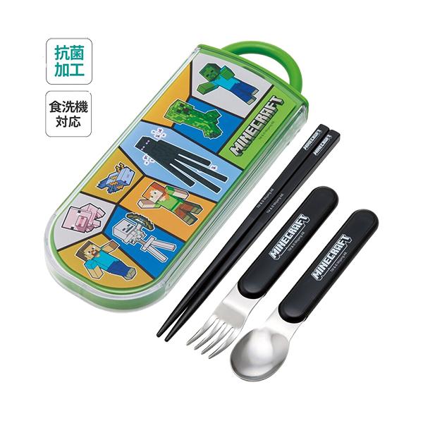 マインクラフトの携帯カトラリーセットです。食器洗い乾燥機OKのお箸・フォーク・スプーンとケースのセット。ランチタイムにぴったりです♪ケースは指で引き出すスライド式で、衝撃に強く丈夫な構造。ケースは分解して洗えるから衛生的。おハシには名前を書...