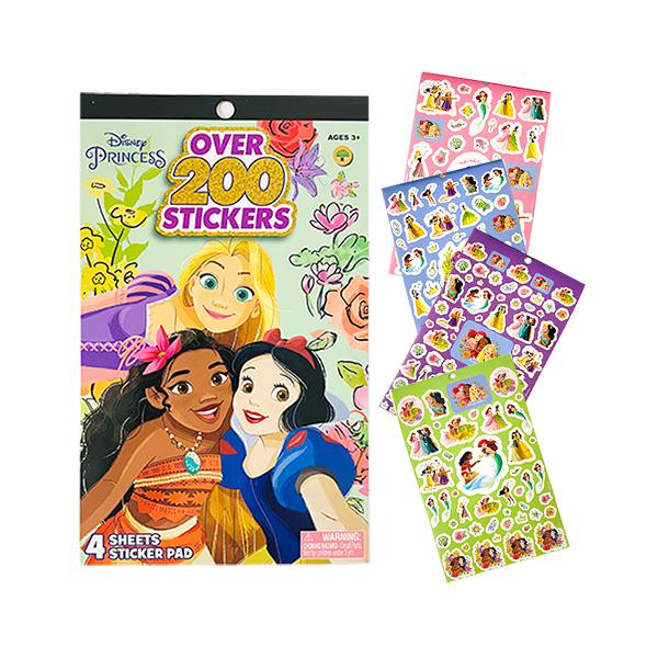 ディズニープリンセスのシールです。異なる絵柄の４シート。たくさん入っているのでお友だちとシェアしたり、ごほうびシールなどにもおすすめです♪アメリカからの輸入品。■パッケージサイズ：約H24×W14.7cm■シート枚数：4枚入り■対象年齢：3...