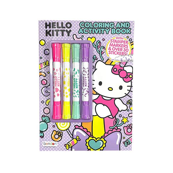 ハローキティのアクティビティー付きぬりえです。アメリカから輸入のとってもかわいい HelloKitty グッズ。かわいいぬりえと、迷路などのアクティビティーで遊べます。スタンパーマーカー4本とシール1シート付き。ぬりえ、アクティビティーは切...