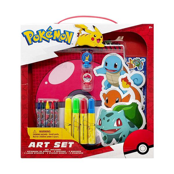 ポケモンのアートセットです。 ノート、クレヨン、マーカーペン、ラージステッカー、ステッカーシート、スタンプのセット。ギフトにもおすすめです。アメリカからの輸入品です。●パッケージサイズ：約H25.4×W25.4×D3cm●セット内容：リング...