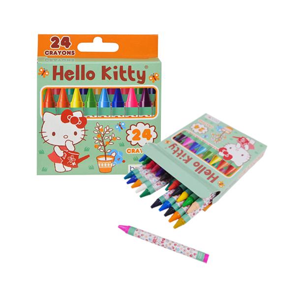 ハローキティのクレヨン24色セットは、お絵かきがもっと楽しくなるアイテムです！カラフルな24色が揃っているので、ぬりえやお絵かきにぴったり。持ち運びに便利なサイズです。NON-TOXIC（非毒性）仕様で、細身のタイプ。アメリカからの輸入です...