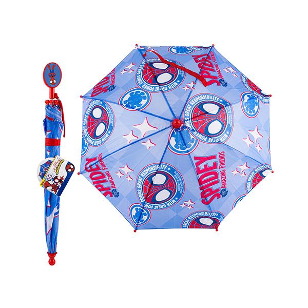 アメリカからの輸入品☆スパイディの幼児用長傘です。雨の日も楽しくなりそうな絵柄ですよ☆お子様のはじめての傘にちょうど良いサイズです。・親骨の長さ：約40cm (参考年齢3~4歳、身長95~105cm)・全長：約52.5cm・広げた状態：約直...