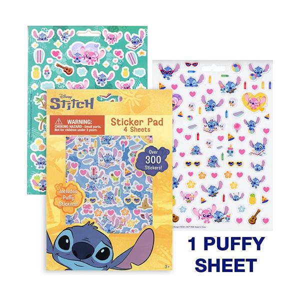 スティッチの4シート入りステッカーです。ぷくぷくシールが1シートと紙のシールが3シートのセット。アメリカからの輸入品で、カラフルでとってもかわいい！手帳に貼ったり、ノートをデコレーションしたり…用途はたくさん！■パッケージサイズ：21×14...