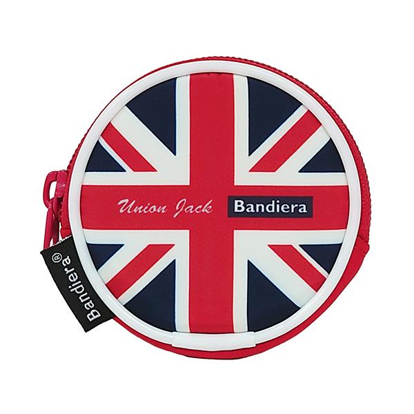 国旗をモチーフにしたBandiera（バンディエラ）ブランドのコインケースです。イギリス国旗、ユニオンジャックのデザインです。カラビナ付きで好きなところに取り付けられます。内側にポケットがあります。サイズは約直径82ｍｍ×マチ20mm素材：...