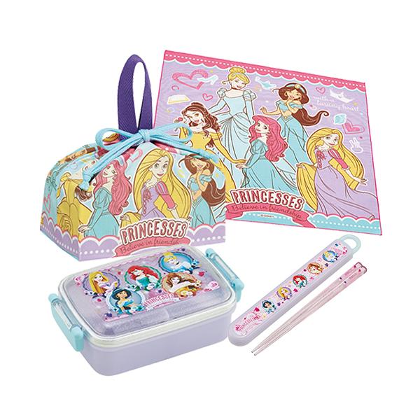 ディズニープリンセスのランチセットです。入園準備や入学準備などにぴったりです！すべて安心安全の日本製になります。セット内容■弁当箱 450ml 角型 (24) (単品商品番号18473)サイズ：約 横170×奥行105×高さ60mm容量：4...