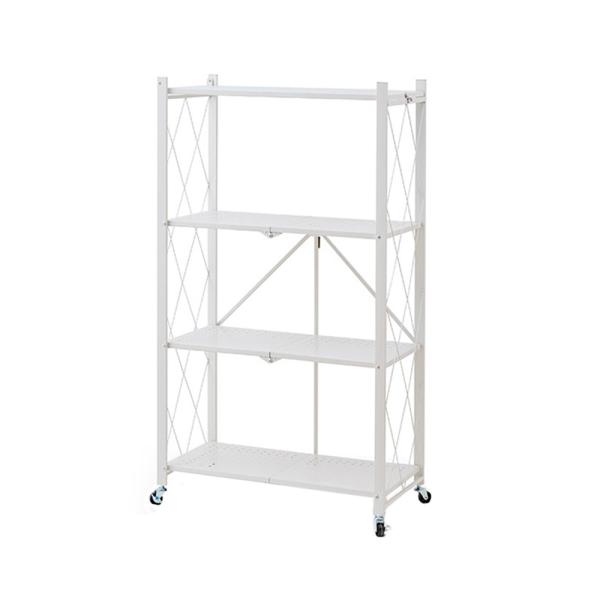 ■折りたたんで収納可能折り畳み式で、使用しないときは家具の隙間やクローゼットなどで収納可能収納時の厚みはわずか約8.5cmと、収納スペースを取らないのが嬉しいポイント♪■工具不要で組立も簡単キャスターを取り付けて、ラックの左右に広げ、上棚を...