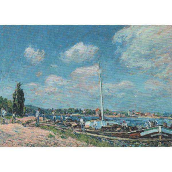 14.8x 10.5cmAlfred Sisley 1839-1898Unloading Barges at Billancourt, 1877輸入国： ドイツ