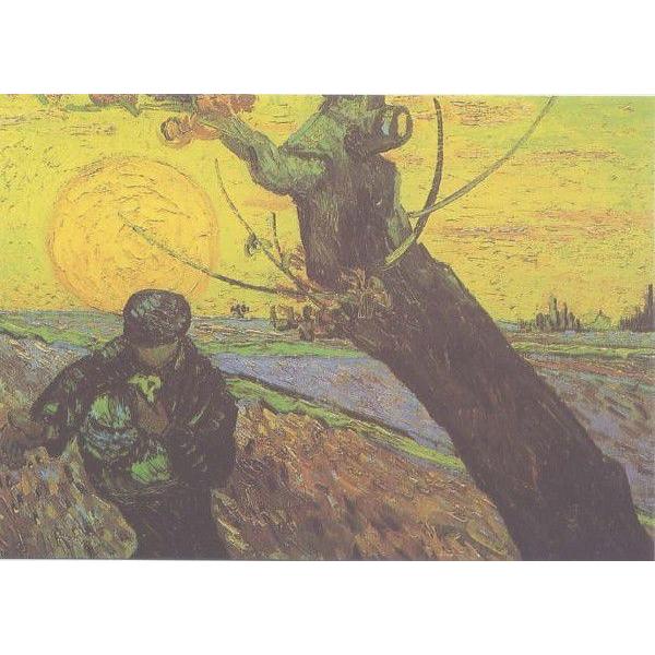 14.8x 10.5cm Vincent Van Gogh 1853-1890 Samann bei untergthender Sonne, 1888夕暮れの農夫 輸入国： ドイツ