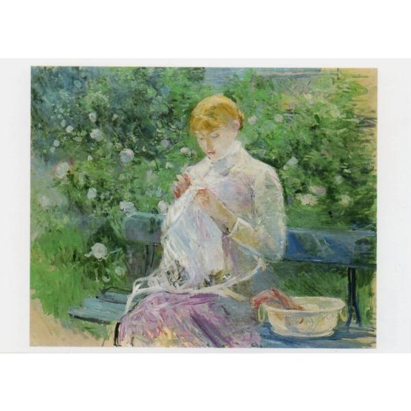 14.8x 10.5cmBerthe Morisot (1841-1895)Pasie doing her Needlework in the gardern at Bougival輸入国： スイス