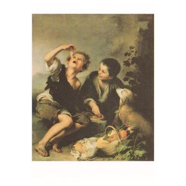 Bartolome Esteban Murillo (1618-1682)Begger Boys Esting a Pie10.5X15cm輸入国：スイス