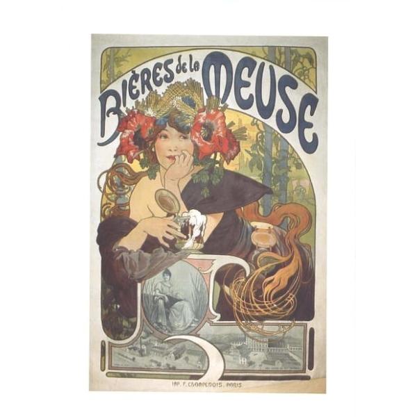 サイズ 10.6 X 14.8アルフォンス・ミュシャAlphonse Mucha (1860-1939) Bieres de la Meuse輸入国：チェコ