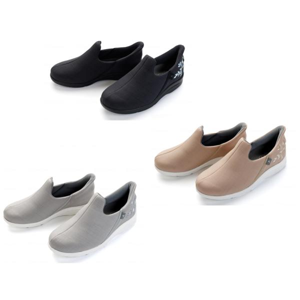 ※こちらのページは両足の販売ページとなります。履きやすい！脱げにくい！脱ぎやすい！で大人気の瞬感スポッとに足元華やぐ刺繍シリーズが登場靴べらを使用した時のようにスムーズで履きやすい。靴底しっかり素材でちょっとした外出にも♪コメント最大の魅力...