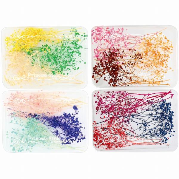 今人気のかすみ草、先端部分5〜10cmを摘んで、少しずつお試しいただけるセットにしました。この商品は、アロマワックスバー、レジンアート、ガラスドーム、ハーバリウムなどの小型作品作りにご使用頂くための少封入用素材です。乾燥させてありますから、...