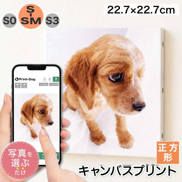 ペット向け(愛犬・愛猫) キャンバスプリント S-SMサイズ(幅22.7cｍ×高さ22.7cｍ)◆キャンバス仕様・サイズ：幅22.7cｍ×高さ22.7cｍ (厚み1.8cm)・素材：綿化繊・木枠：桐木枠◆キャンバスのお手入れ埃などが溜まった...