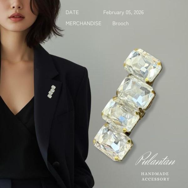 おしゃれでカッコかわいいマグネットブローチ アレルギー対応A級ガラスビジューのシンプルで上品なブローチ。どこにもないプランタンオリジナルのブローチだから被ることなくこれひとつで胸元が華やかになり目を惹くアイテム。卒業式やお呼ばれのときなどフ...