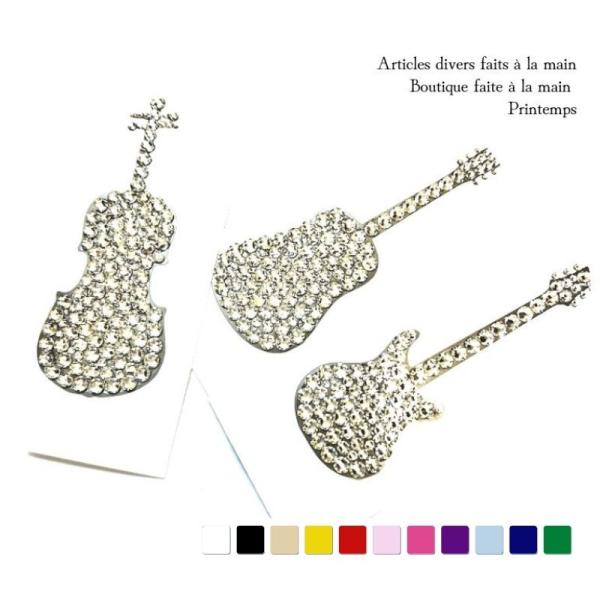バイオリン アコースティックギター エレキギター【80mm〜】SWAROVSKI デコシール お好きなアイテムなどにペタッと貼るだけ。スマホケース 車 バックミラー パソコン 自転車 マグカップ 瓶 など屋外用のシートにSWAROVSKIE...