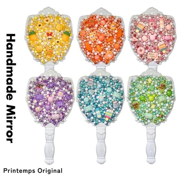 使用パーツ：既製 スイーツ デコ パーツ・アクリル ストーン・カラー パール・アクリル ビーズ本体サイズ：255×130×約 25mmミラーサイズ：115×00mm持ち手部分：100mm重さ：約 200g※高さ・重さはパーツにより若干異なり...