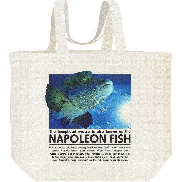 Humphead wrasse　メガネモチノウオ（通称：ナポレオンフィッシュ）厚手のコットン（キャンパス地）素材の手提げBAGです。大容量で、日々のお買い物のエコ バッグ（ECOバッグ）にも適しています。 (バック/トートバック/キャンパス...