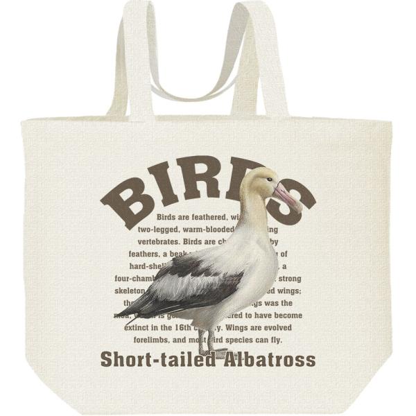 鳥類のシリーズです。信天翁、阿房鳥、阿呆鳥、あほうどり、Short-tailed albatross厚手のコットン（キャンパス地）素材の手提げBAGです。大容量で、日々のお買い物のエコ バッグ（ECOバッグ）にも適しています。(バック/トー...