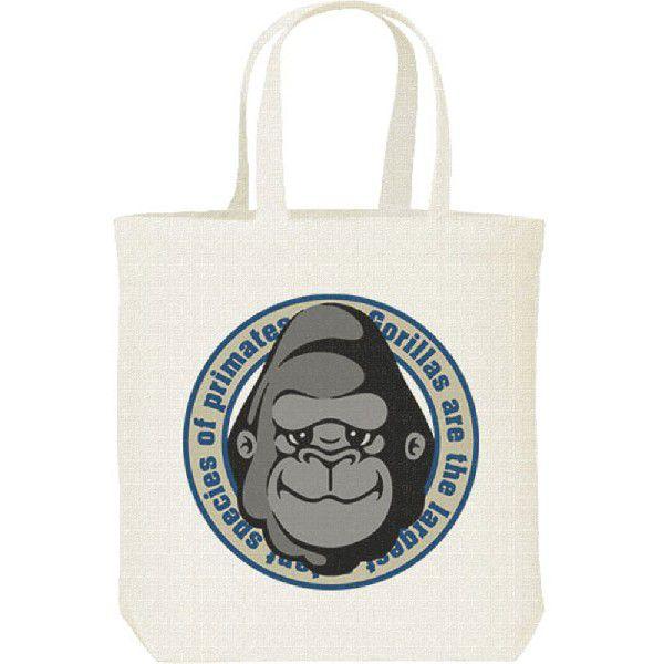 マンガ（アニメ）タッチのゴリラです。   ＜ロゴ部分＞  Gorillas are the largest extant species of primates. （ゴリラは、現存する霊長類の最大種です）厚手のコットン（キャンパス地）素材の...