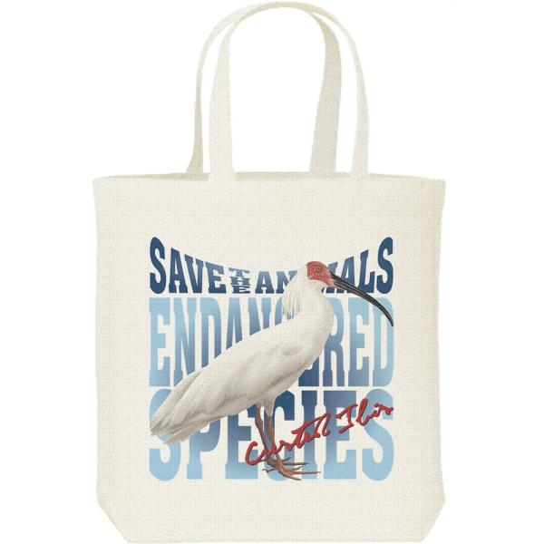 主に絶滅危惧種もしくはそれに近い生物をテーマにシリーズ化しています。 Save the Animals!（動物たちを救え！）桃花鳥 朱鷺 鴇 とき Asian crested ibis toki／467厚手のコットン（キャンパス地）素材の手...