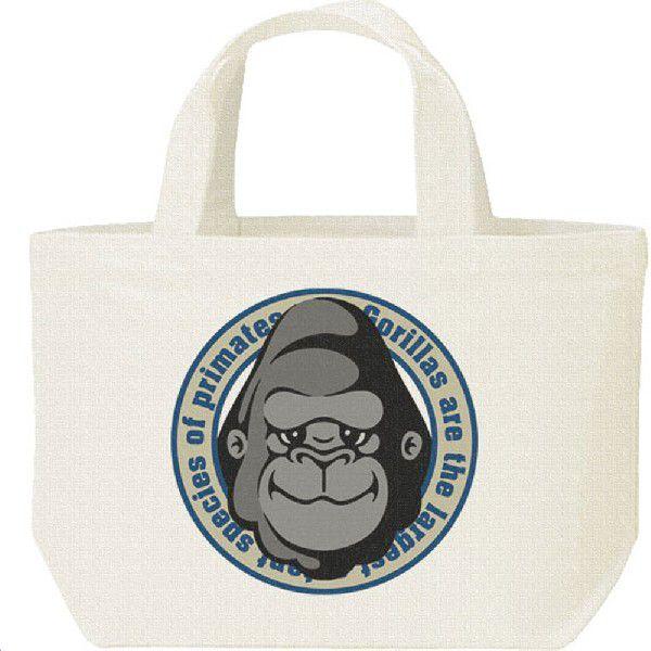 マンガ（アニメ）タッチのゴリラです。   ＜ロゴ部分＞  Gorillas are the largest extant species of primates. （ゴリラは、現存する霊長類の最大種です）厚手のコットン（キャンパス地）素材の...