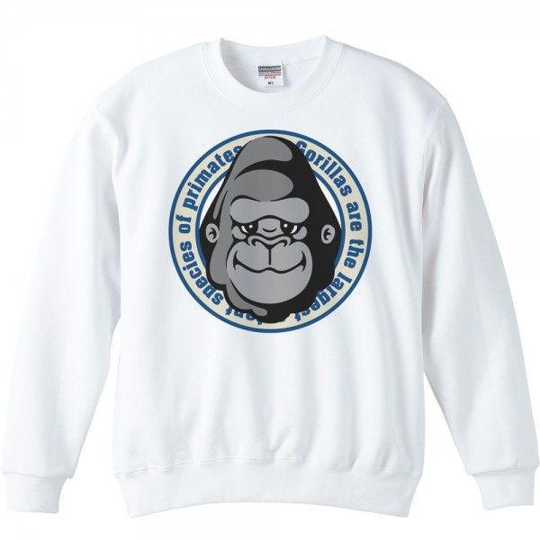 色：白、杢グレーサイズ：Ｓ、Ｍ、Ｌ、ＸＬ(２Ｌ) ※メンズ基準です。マンガ（アニメ）タッチのゴリラです。   ＜ロゴ部分＞  Gorillas are the largest extant species of primates. （ゴリラ...