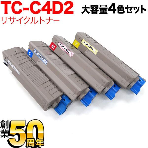 【送料無料】【仕様】色:ブラック、シアン、マゼンタ、イエローサイズ:リサイクルトナー対応プリンター:/ OKI C612dnw /純正品番:TC-C4DK2、TC-C4DC2、TC-C4DM2、TC-C4DY2A4/5%印字枚数:約6000...