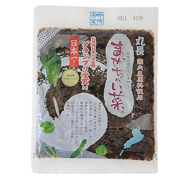 滋賀県の伝統野菜「日の菜の葉」を主体にし、日の菜の根・胡瓜・青トマト・青唐辛子・しその葉を風味高い醤油で漬け込み、ピリッとした味に仕上げました。胡麻を混ぜた歯ざわりの良いお漬物です。おにぎりやたまご焼きの具材に。うどんやパスタ、豆腐にトッピ...