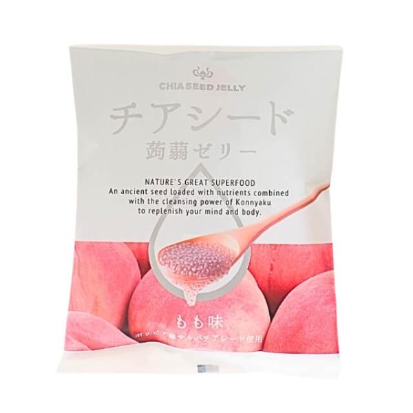 日本の健康食品「蒟蒻」と海外で注目されてきた健康食品「チアシード」をコラボ。気軽に美味しく続けられる腸活にぴったりなスナックです。しっかりとした歯応えとぷちぷち食感がクセになります。甘味はカラダにやさしい甜菜糖を使用。桃の甘くてフルーティー...